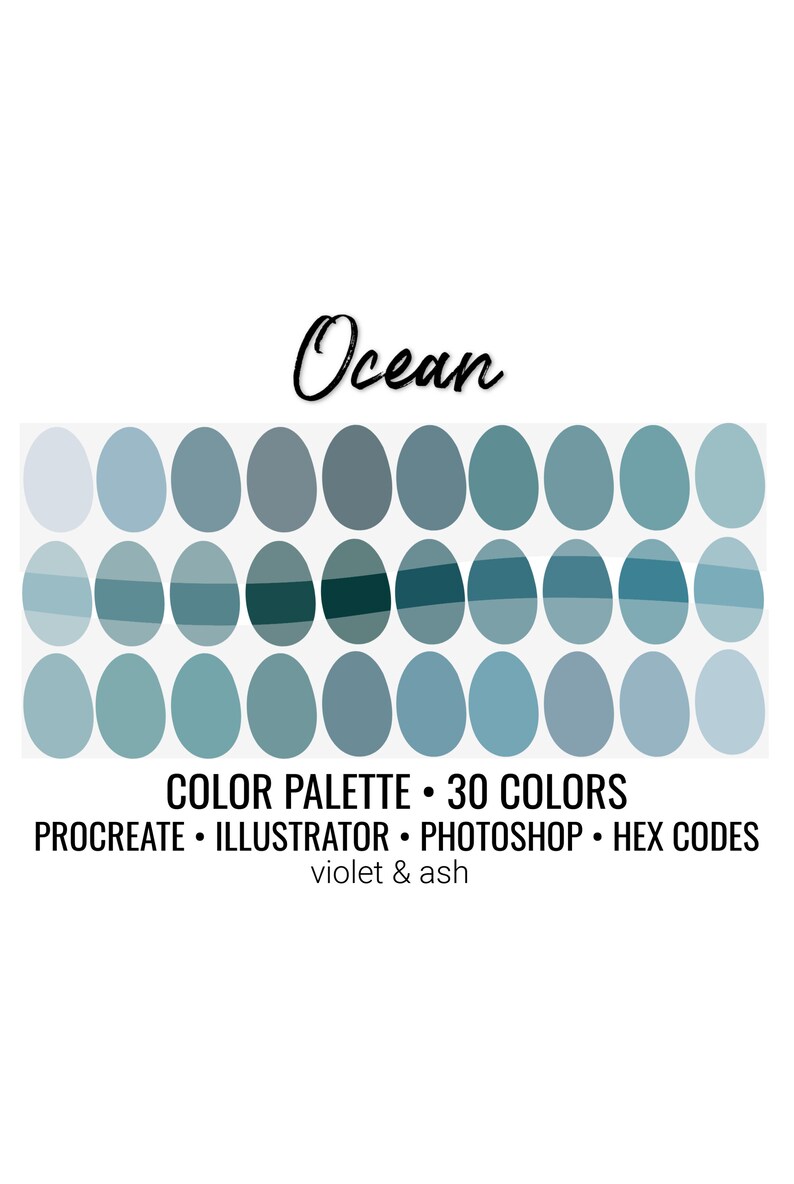 Ocean Procreate Palette Color Chart Photoshop Swatches - Etsy Ireland