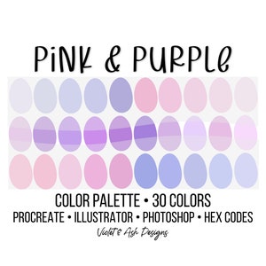 Pink and Purple Procreate Palette - Color Chart | Photoshop Swatches ...