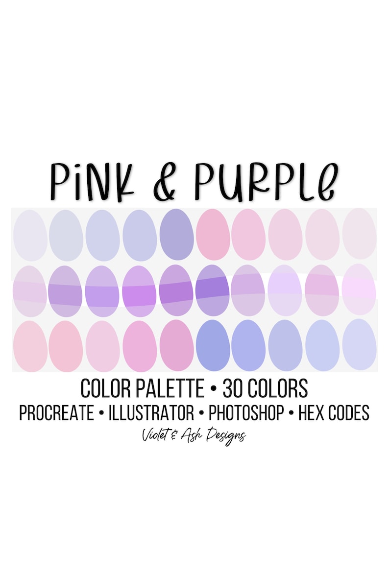 Pink and Purple Procreate Palette - Color Chart | Photoshop Swatches ...