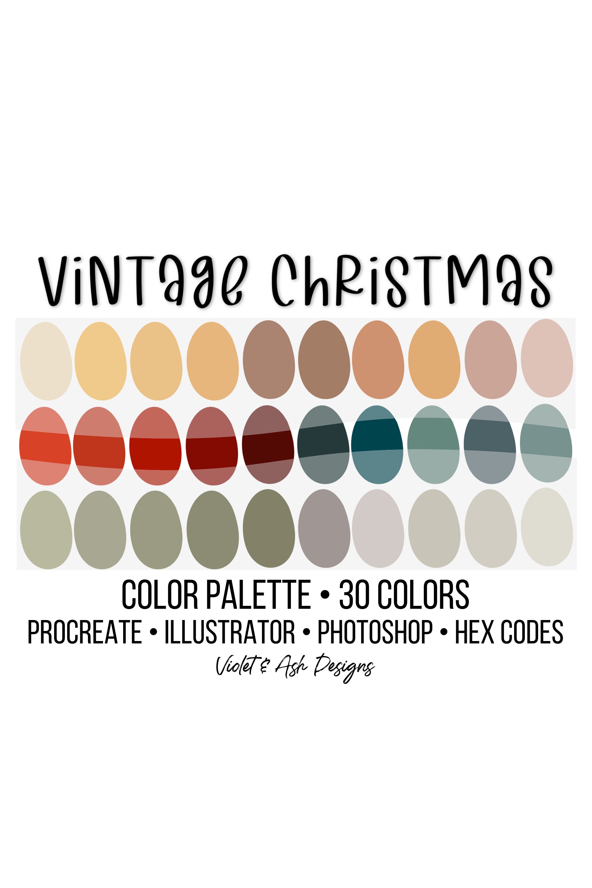 Vintage Christmas Procreate Palette Color Chart Holiday Procreate Ipad