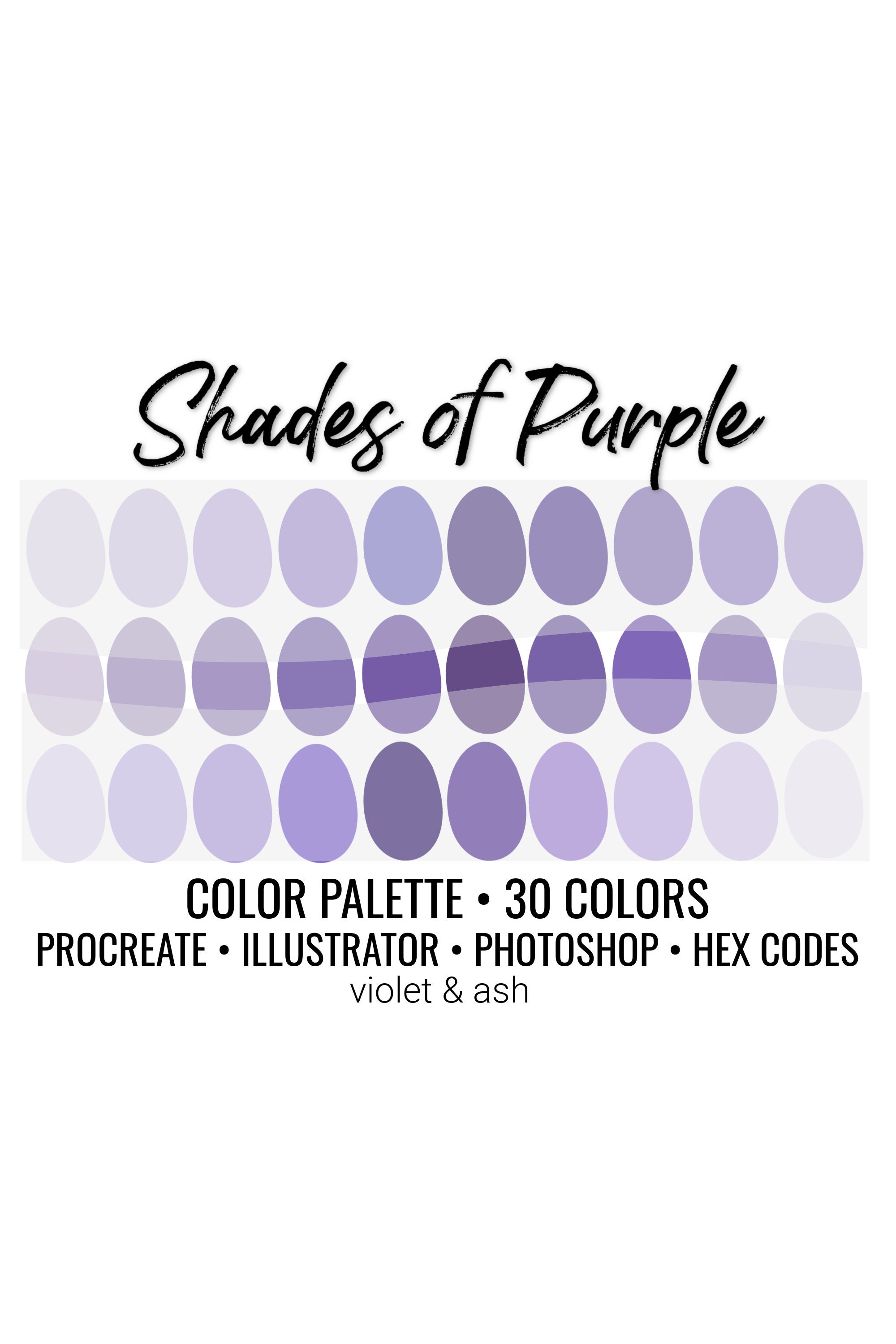 Shades Of Purple Color Chart