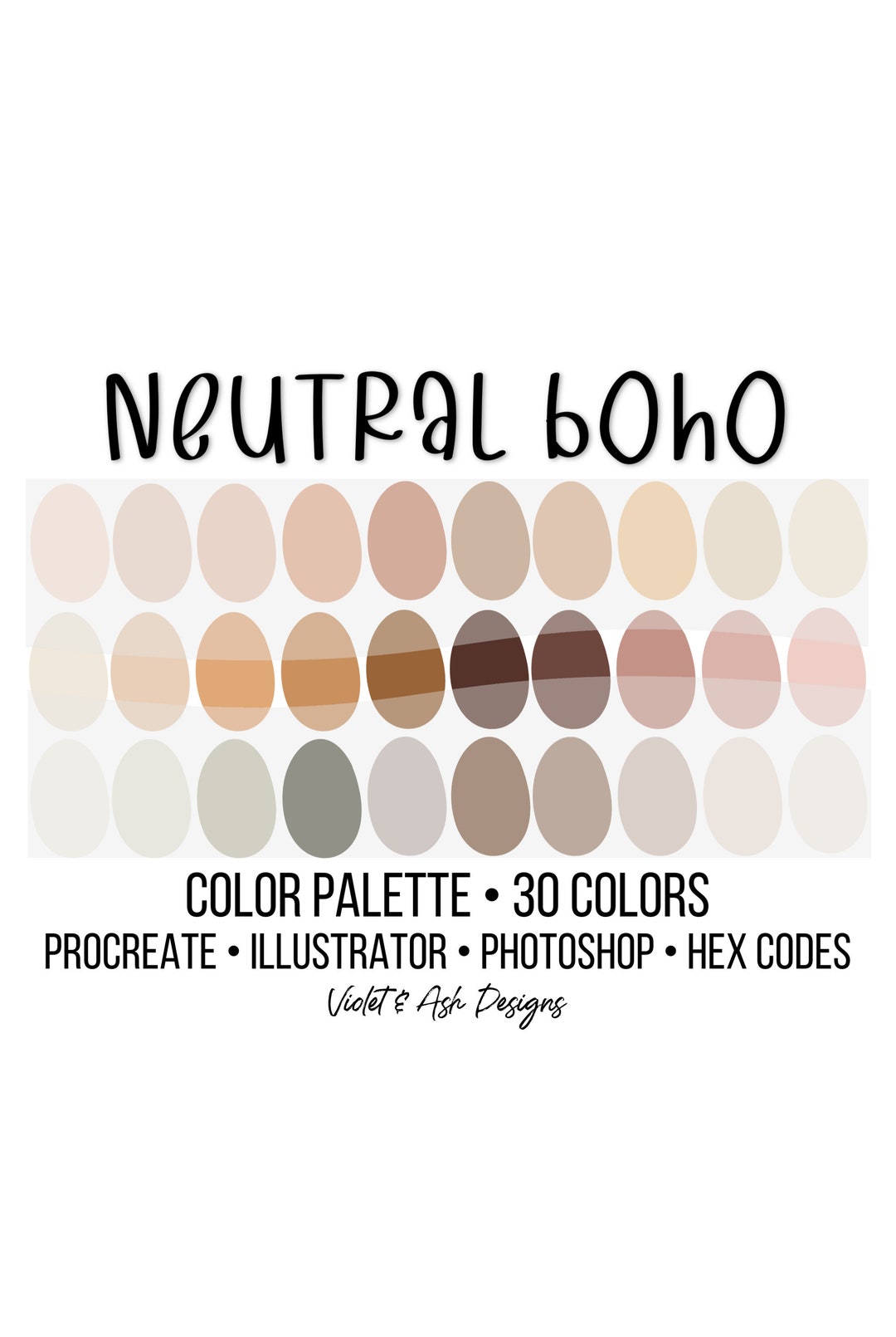 Neutral Boho Procreate Palette Color Chart Neutral Procreate iPad ...