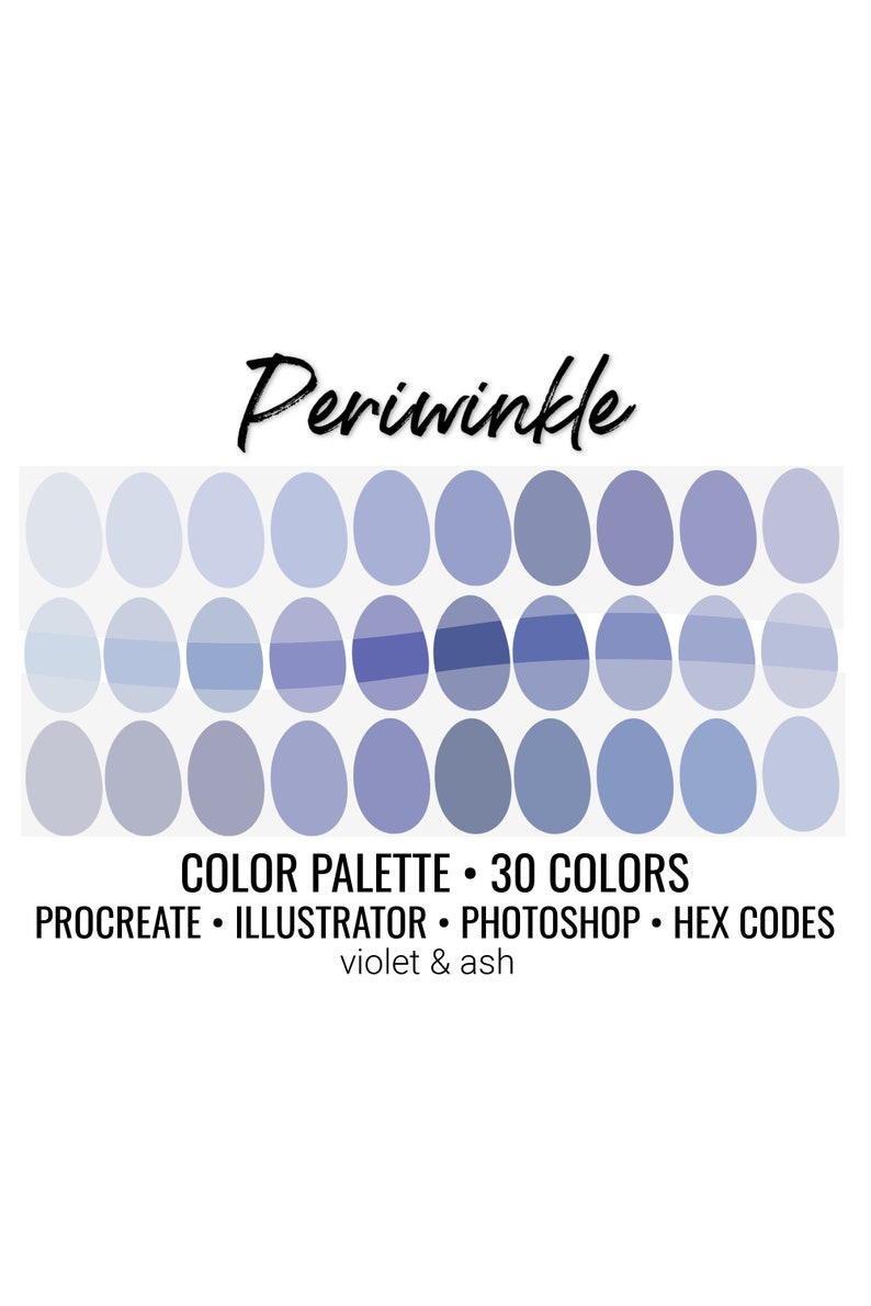 Periwinkle Procreate Palette Color Chart Blue Purple - Etsy