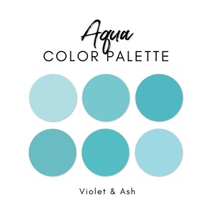 Aqua Procreate Palette Color Chart Aqua Blue Color Scheme - Etsy