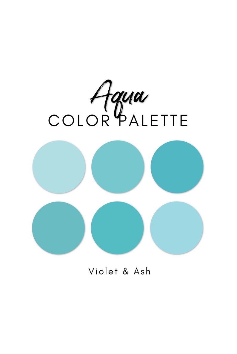 Aqua Procreate Palette Color Chart Aqua Blue Color Scheme - Etsy