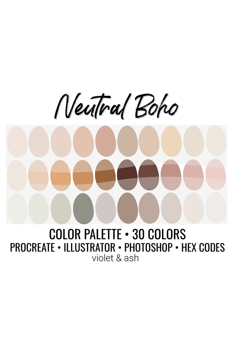 Neutral Boho Procreate Palette Color Chart Neutral - Etsy