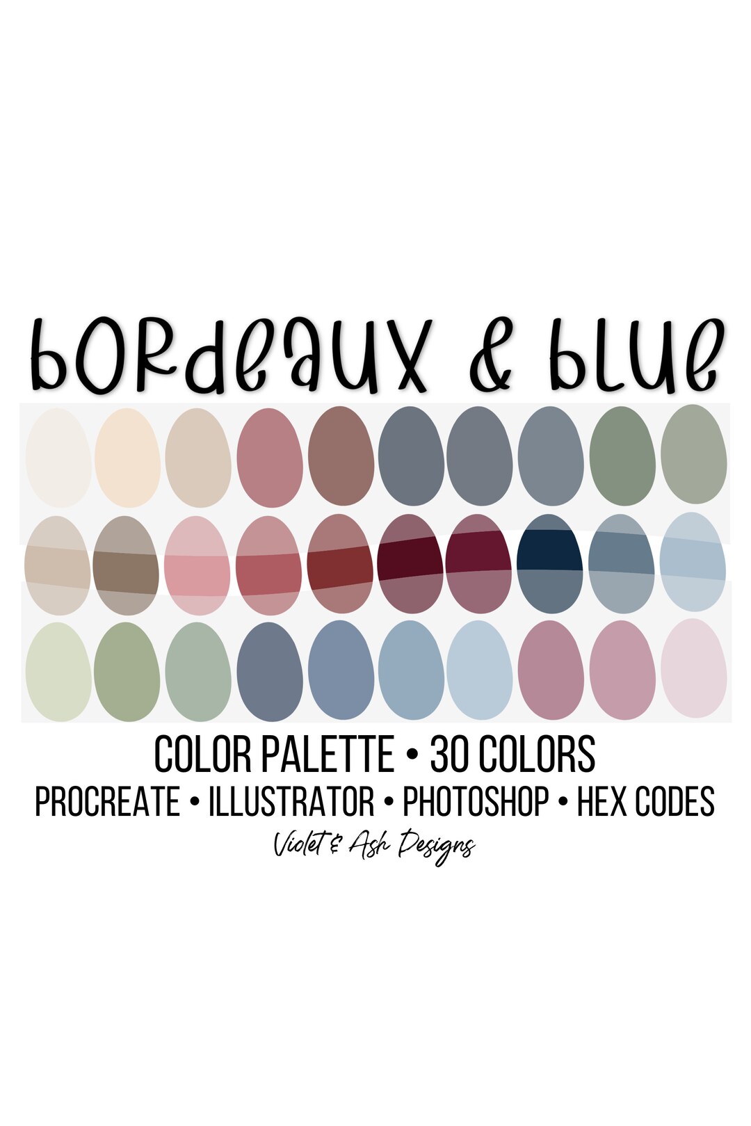 Bordeaux, Blue Procreate Palette - Color Chart | iPad Procreate ...