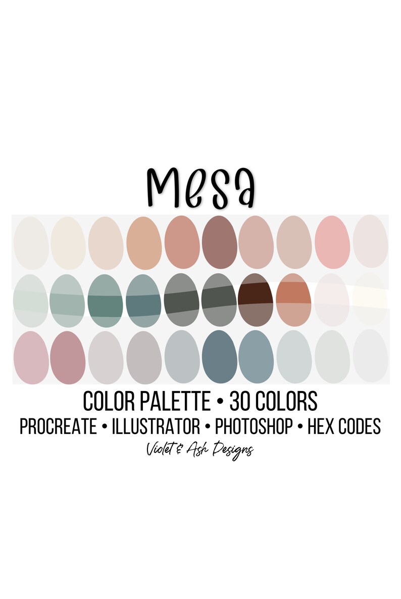 MESA Procreate Palette - Color Chart | Photoshop Swatches | iPad ...