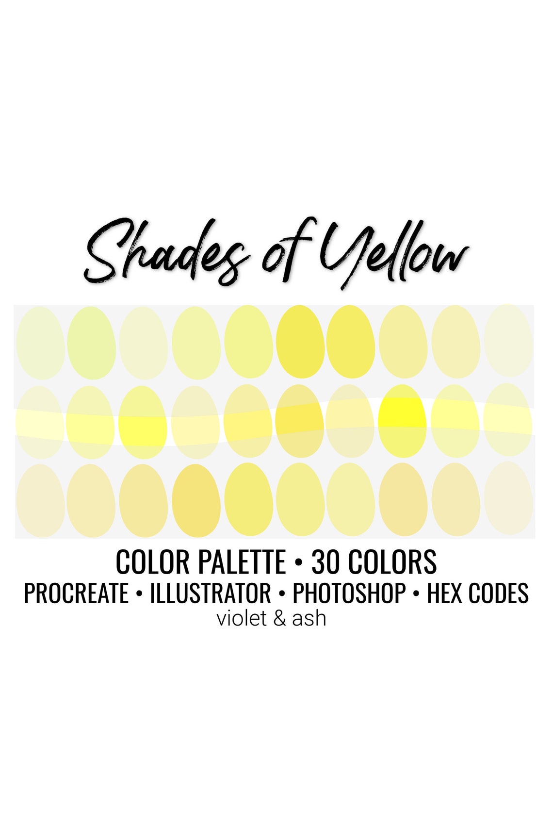 Shades of Yellow Procreate Palette Color Chart Photoshop - Etsy
