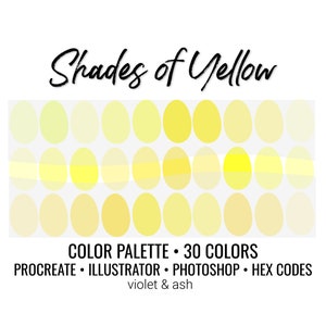 Shades of Yellow Procreate Palette Color Chart Photoshop - Etsy