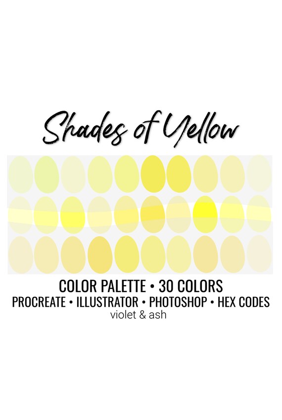 Shades of Yellow Procreate Palette Color Chart Photoshop | Etsy