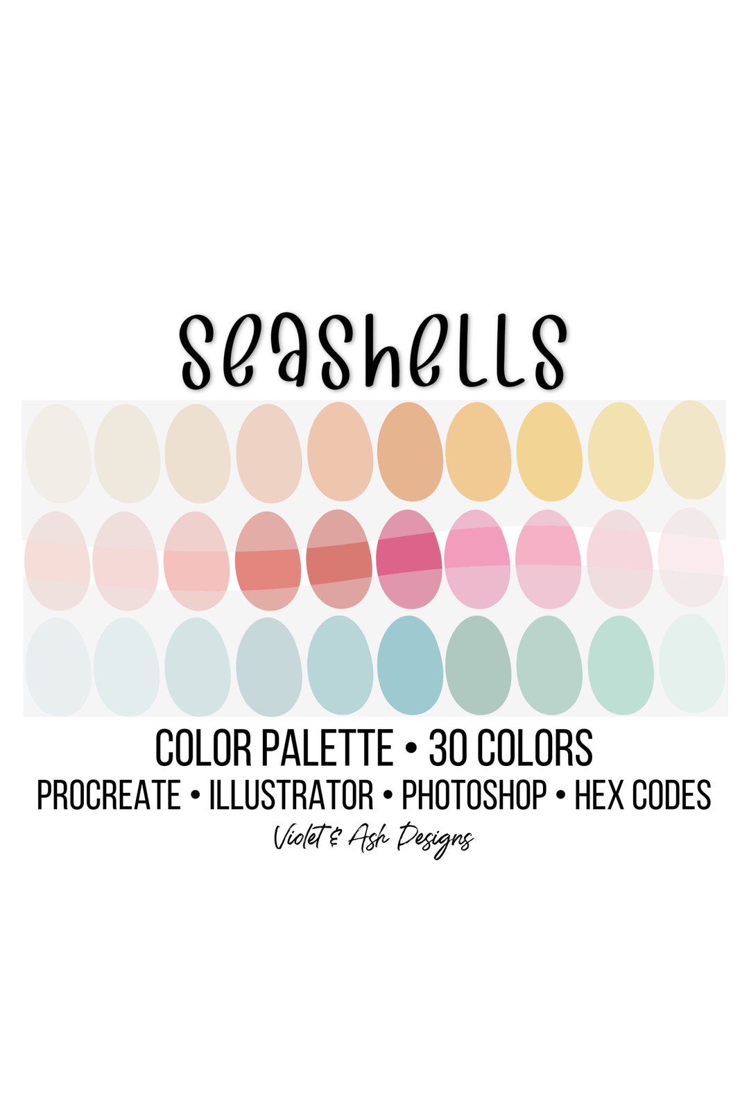 Seashells Procreate Palette - Color Chart | Summer Procreate | iPad ...