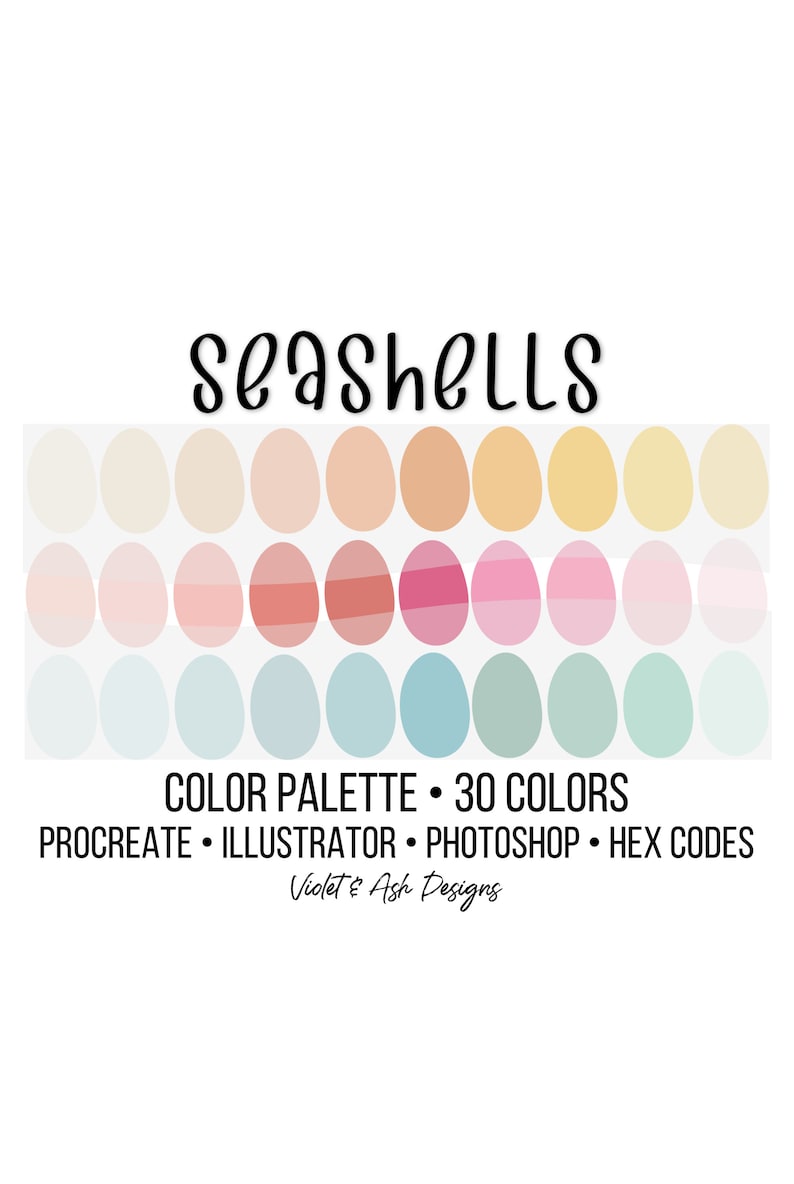 Seashells Procreate Palette Color Chart Summer Procreate iPad Procreate ...