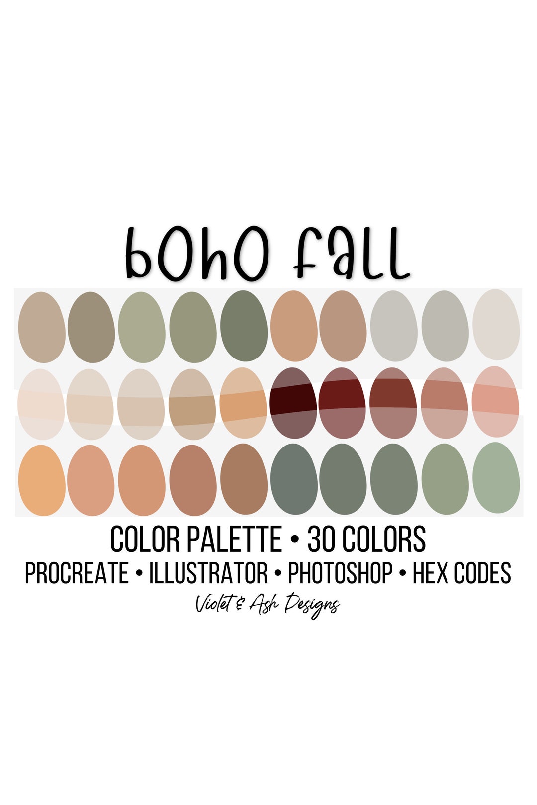 Boho Fall Procreate Palette - Color Chart | Boho Procreate | iPad ...
