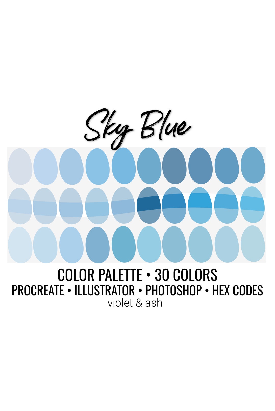 Sky Blue Procreate Palette Color Chart Photoshop Swatches - Etsy Australia