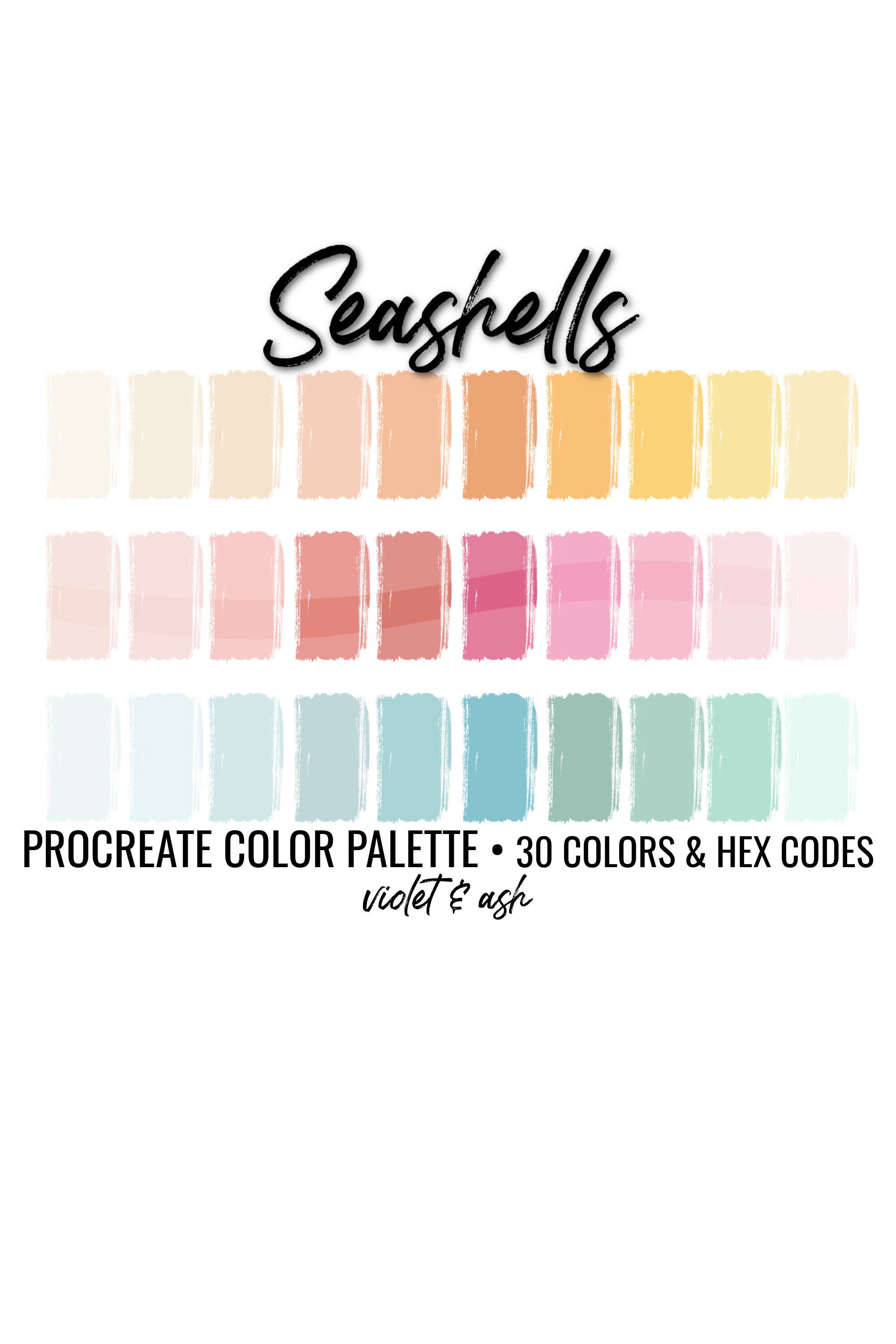 Seashells Procreate Palette Color Chart Summer Procreate | Etsy