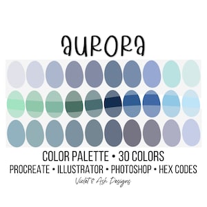 AURORA Sky Procreate Palette - Color Chart | Photoshop Swatches | iPad ...