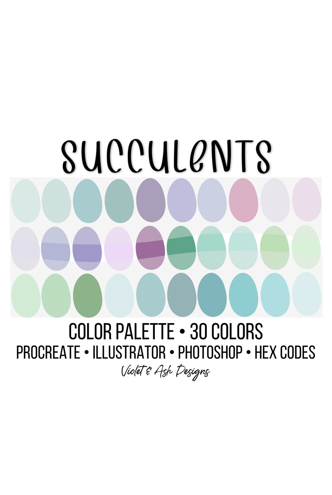 Succulents Procreate Palette Color Chart Photoshop Swatches iPad ...