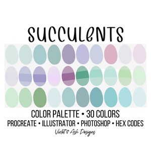 Succulents Procreate Palette Color Chart Photoshop Swatches iPad ...
