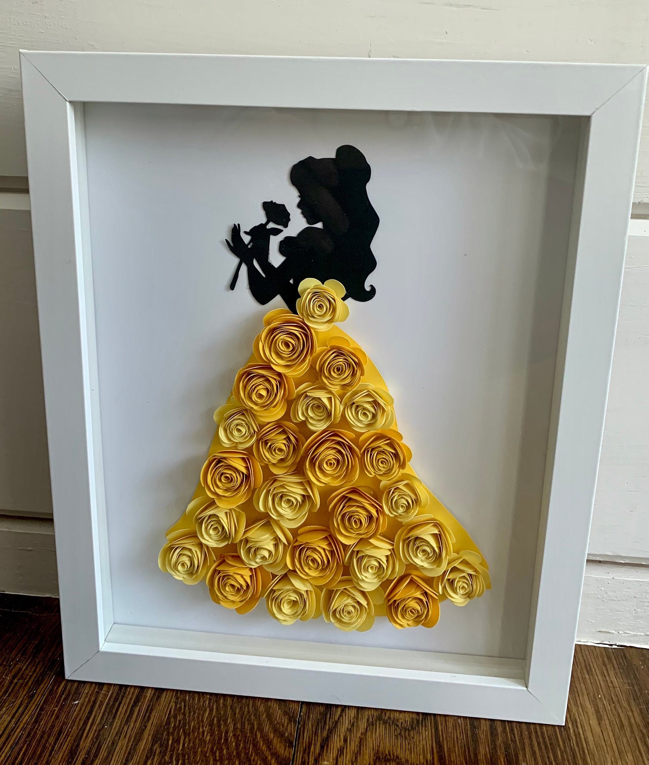 Belle Picture, Disney Frame, 3D Rolled Flowers, Gift for Her, Beauty ...