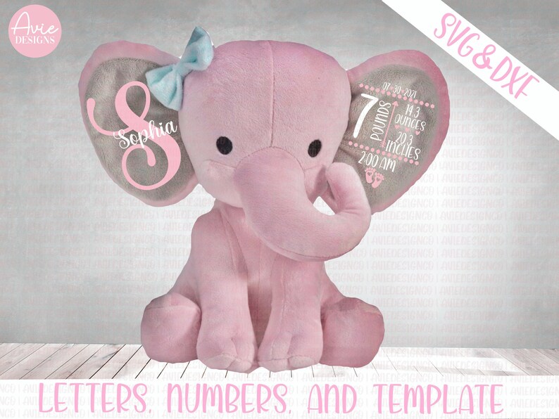 Birth Stat Elephant SVG Baby Girl Svg Birth Announcement | Etsy UK