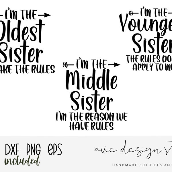 Oldest Sister Middle Sister Youngest Sister Svg - Etsy Canada
