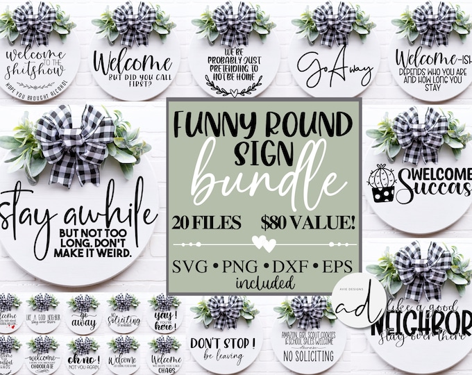 Funny Round Signs SVG Bundle , Round SVG Files, Door Hanger Svg ...