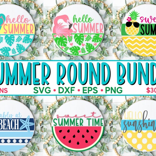 Summer Round Sign Bundle Round Door Hanger Svg Summer Sign - Etsy