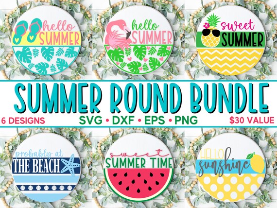 Summer Round Sign Bundle Round Door Hanger Svg Summer Sign - Etsy