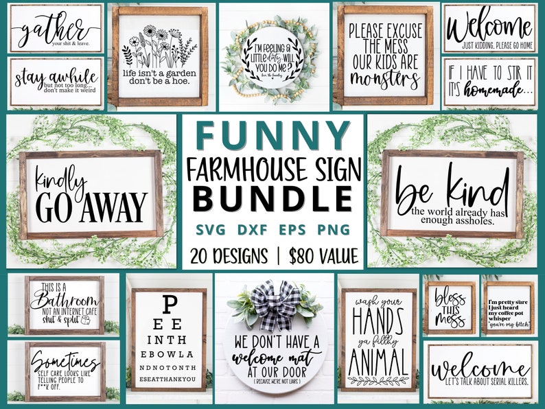 Funny Farmhouse Signs SVG Bundle Farmhouse Sign Svg Door - Etsy