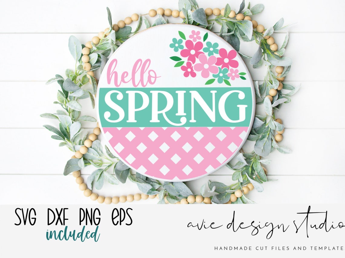 Hello Spring Svg Flower Svg spring Welcome Svg Round Door - Etsy