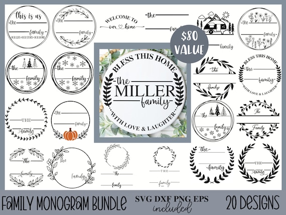 Customizable Round Last Name Bundle Svg Family Name Svg - Etsy