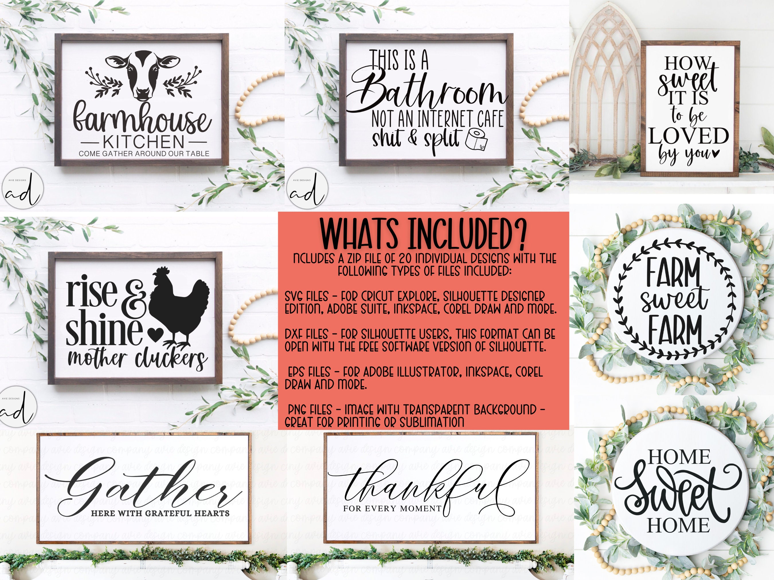 Farmhouse Sign Svg Bundle. Farmhouse Quotes Svg Bundle Family - Etsy