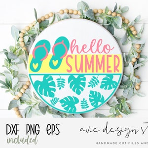 Summer Round Sign Bundle | Round Door Hanger Svg | Summer Sign Svg ...