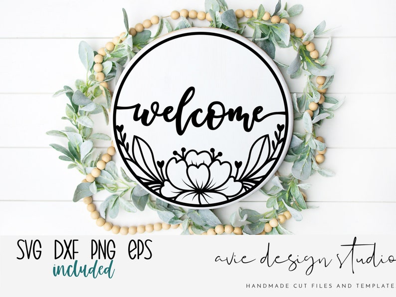 Welcome Svg Welcome Sign Svg Flower Frame Svg Round Sign - Etsy