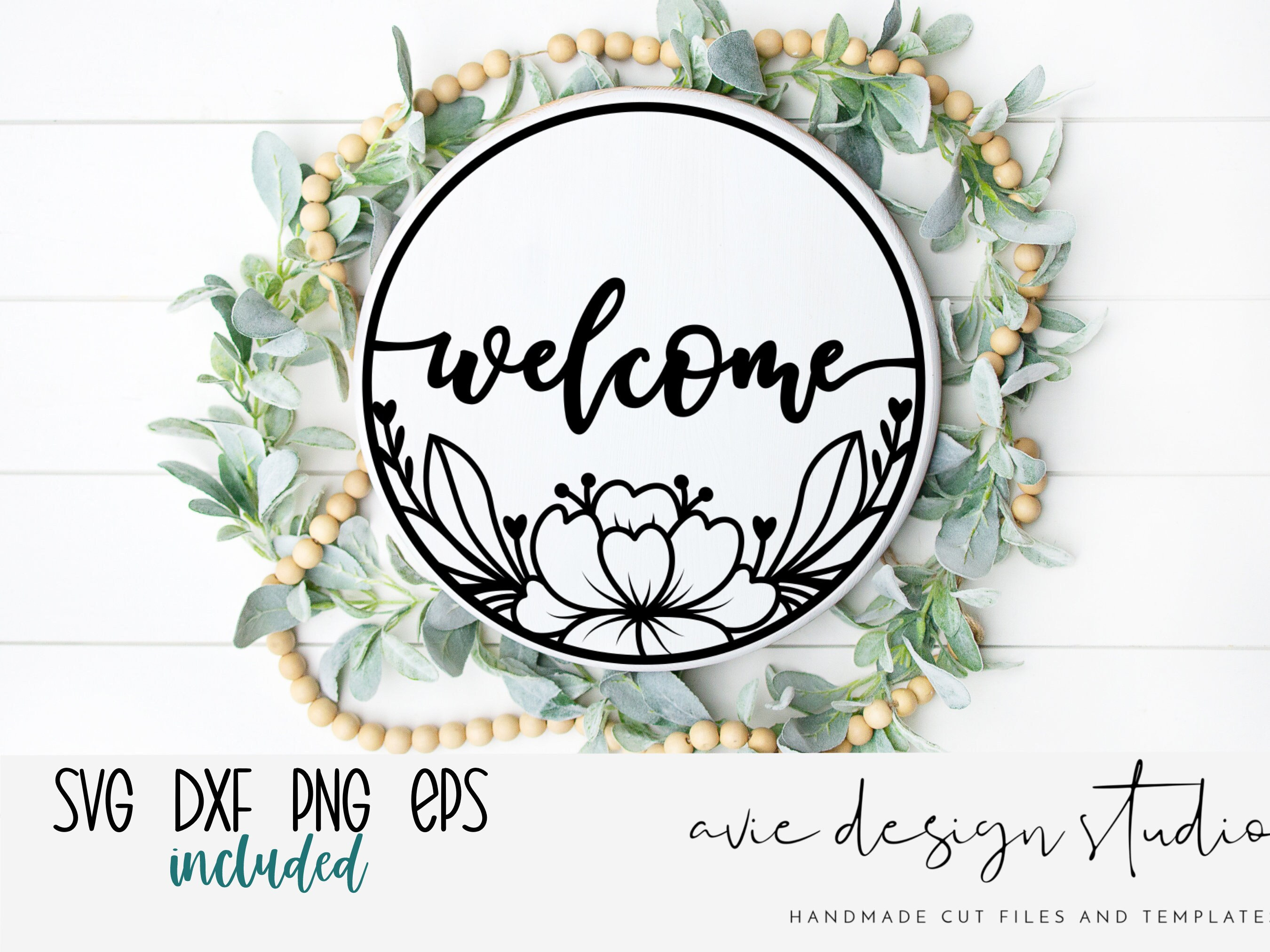 Welcome Svg Welcome Sign Svg Flower Frame Svg Round Sign - Etsy