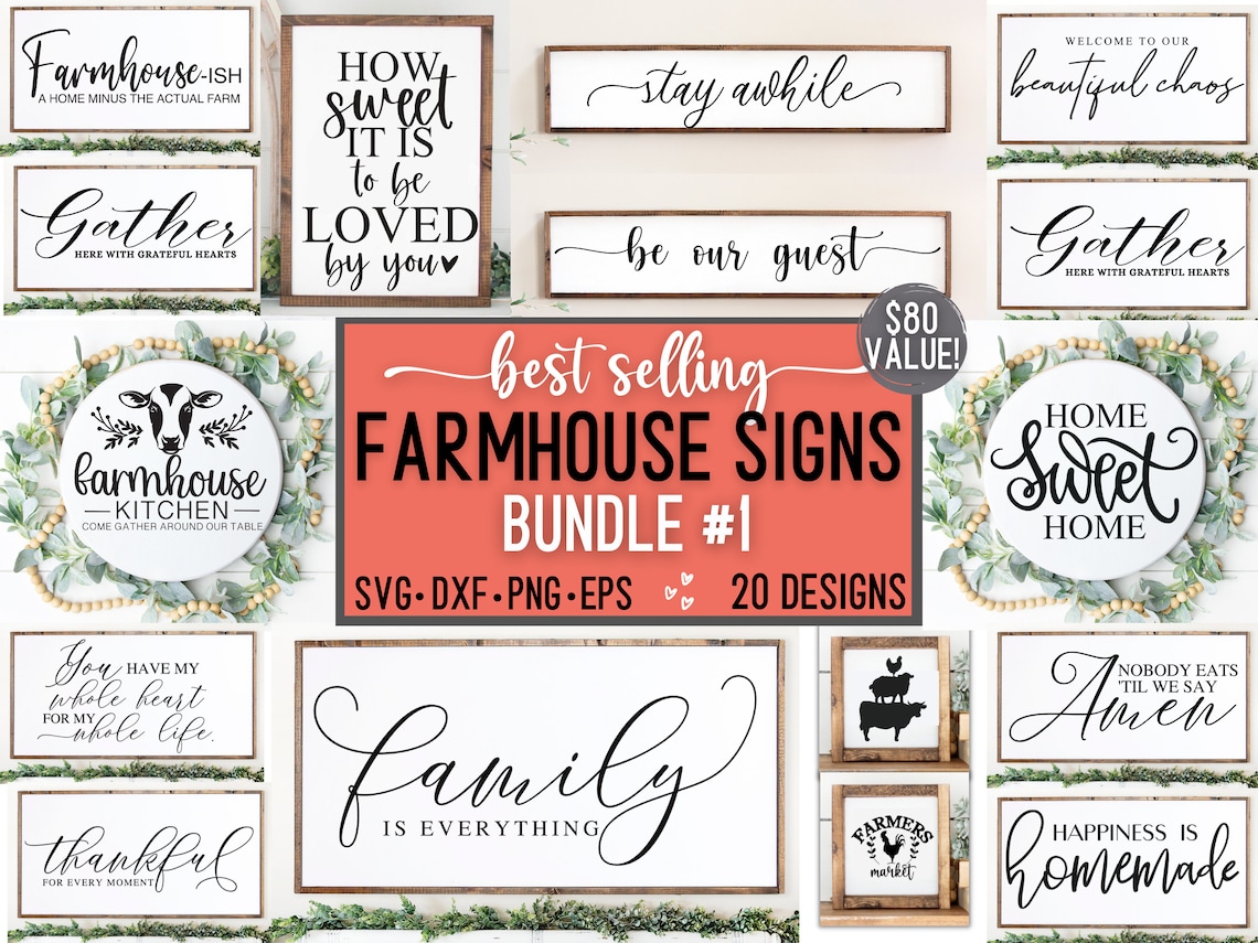 Farmhouse Sign Svg Bundle. Farmhouse Quotes Svg Bundle Family - Etsy Canada