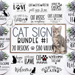 Welcome Sign SVG, Welcome Svg Bundle, Cat Svg, Cat Mom Svg, Round Wood ...