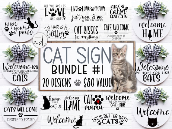 Welcome Sign SVG Welcome Svg Bundle Cat Svg Cat Mom Svg | Etsy Canada