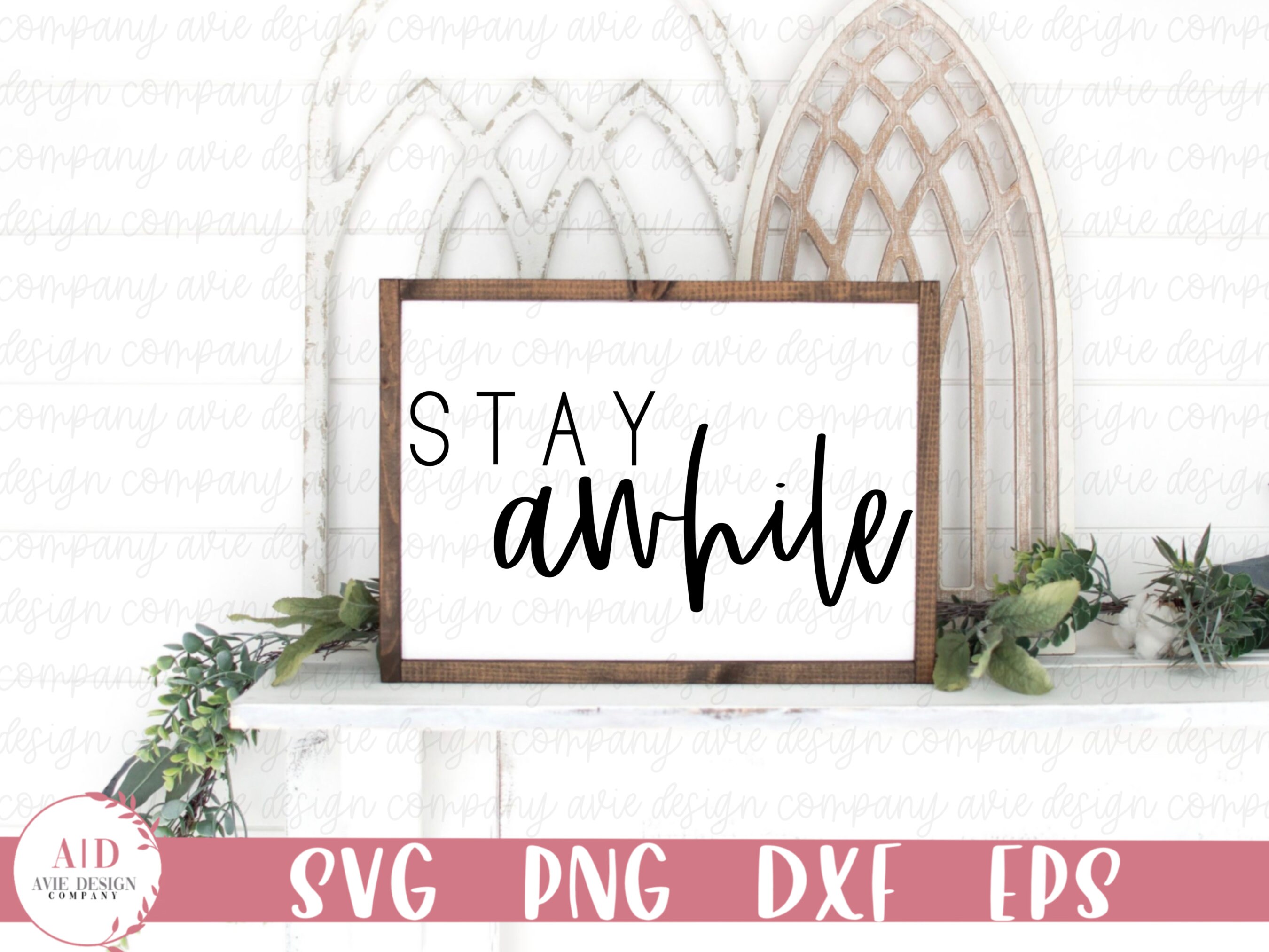 Stay Awhile SVG Welcome SVG Farmhouse Sign svg Round sign | Etsy