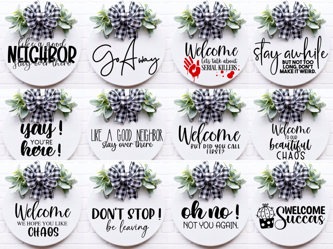 Funny Round Signs SVG Bundle , Round SVG Files, Door Hanger Svg ...