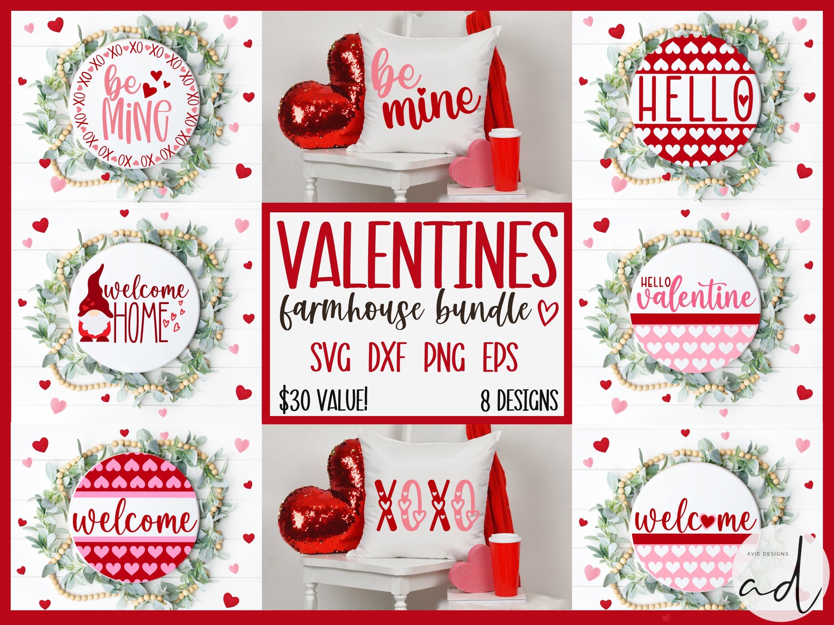 Valentines Day SVG Bundle Valentine Welcome Sign Bundle Door - Etsy