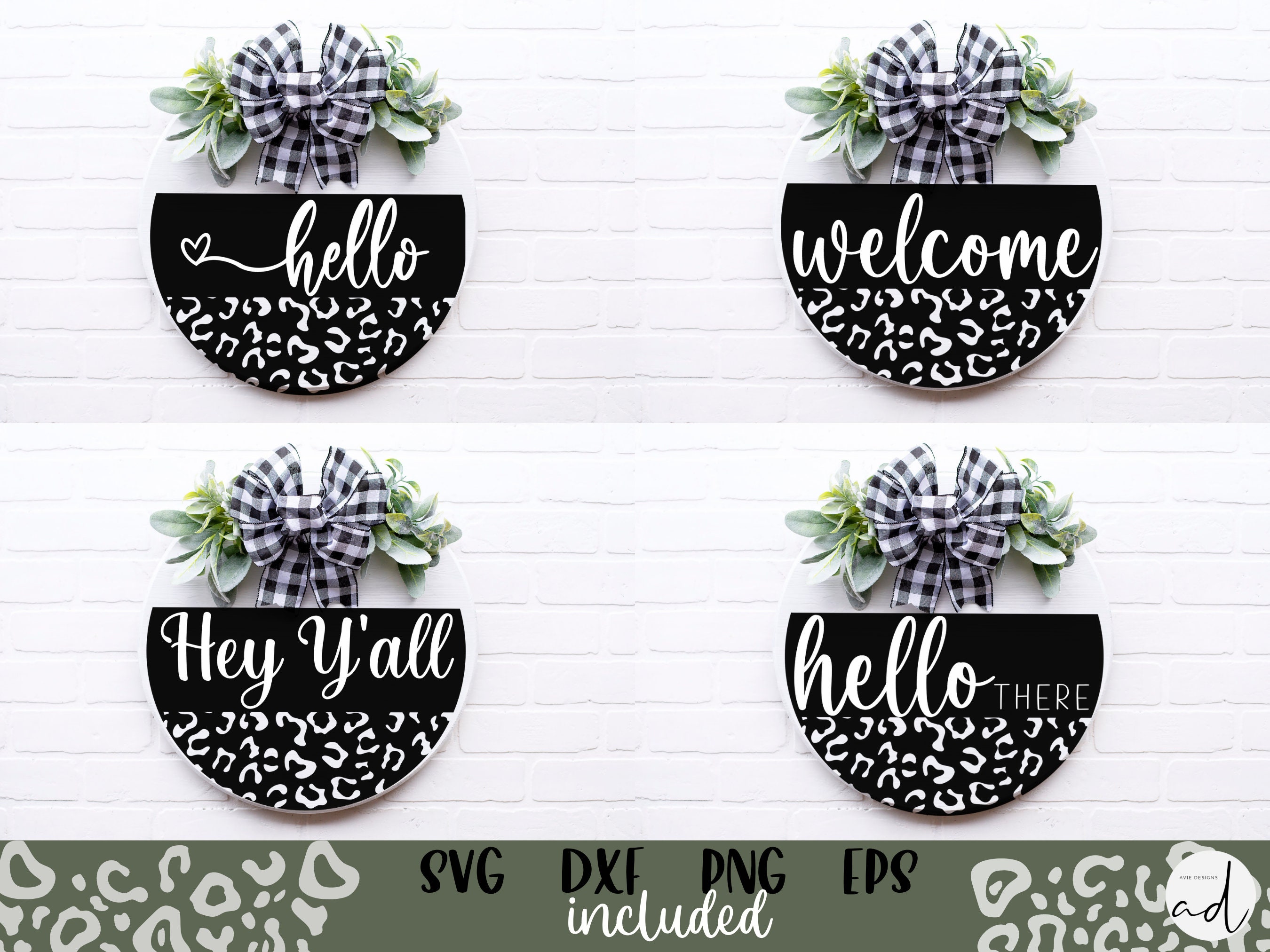 Leopard Sign Svg Bundle, Welcome Svg, Door Hanger Svg, Round Sign Svg ...