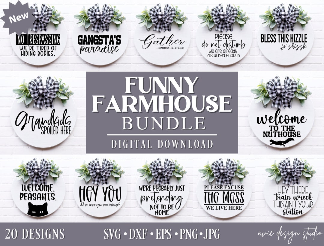 Funny Round Signs SVG Bundle , Round SVG Files, Door Hanger Svg ...