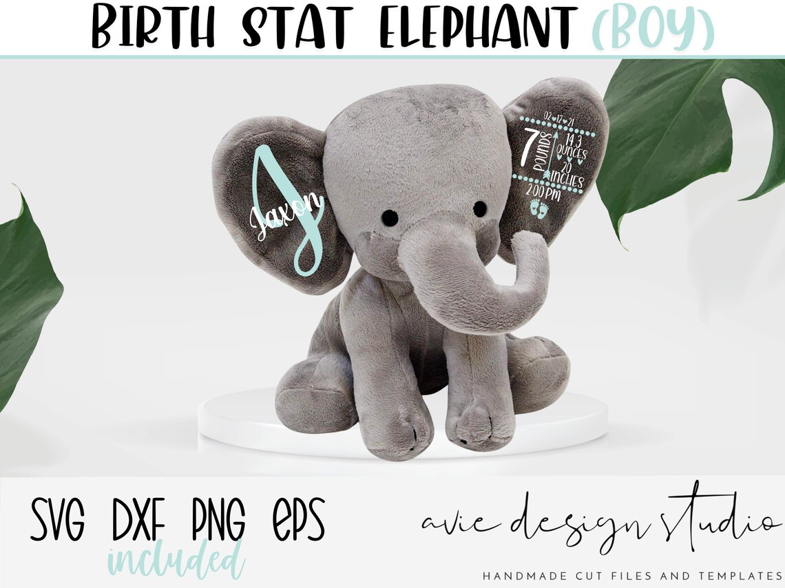 Birth Stat Elephant SVG Bundle, Baby Boy Svg, Baby Girl Svg, Birth ...