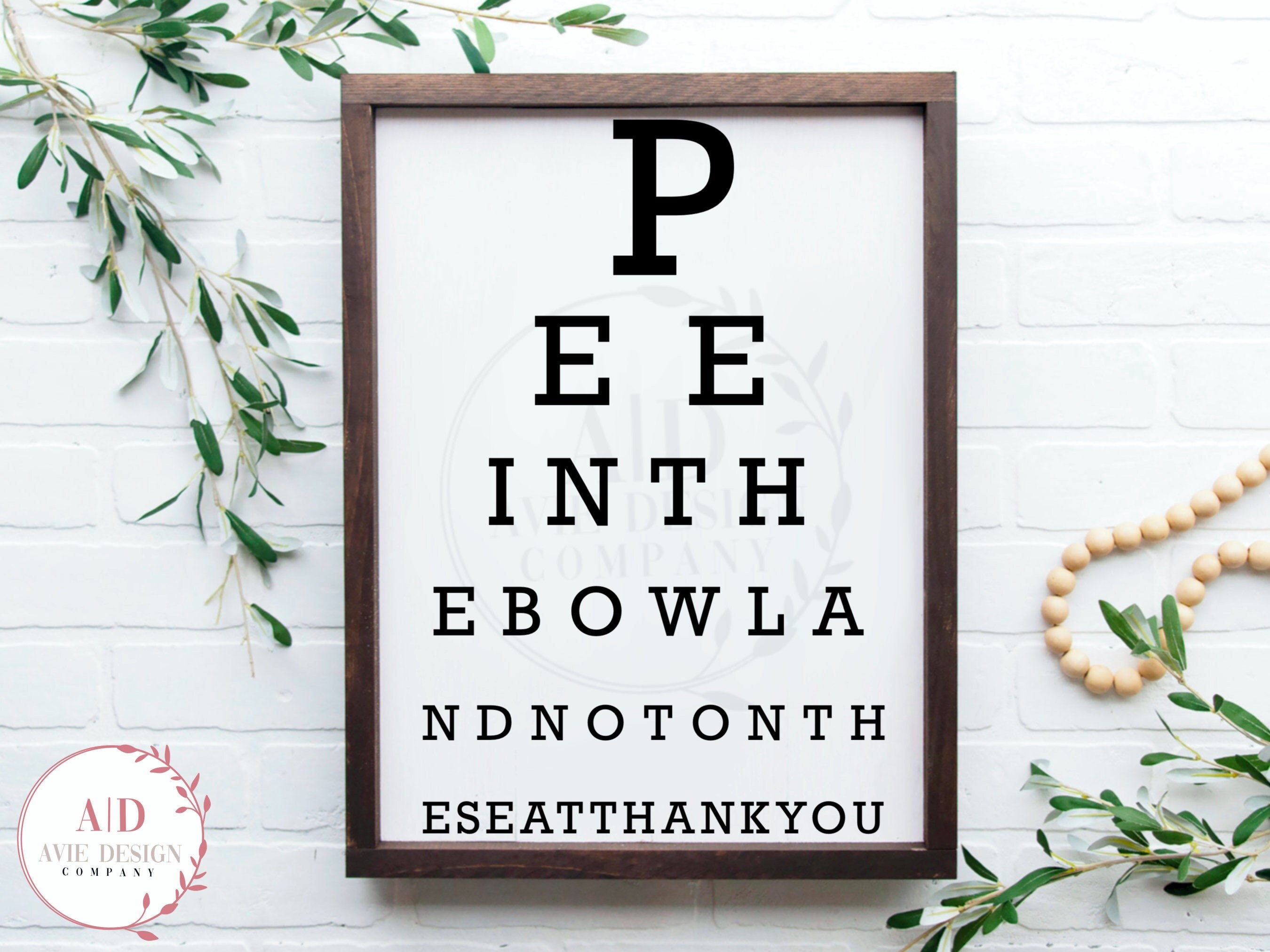 Pee in the Bowl Not on the Seat Eye Chart Bathroom Design SVG - Etsy