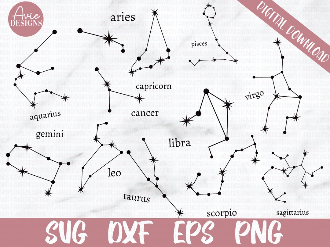 Star Zodiac Constellation Svg Png| Zodiac Svg| Horoscope Svg| Cricut ...