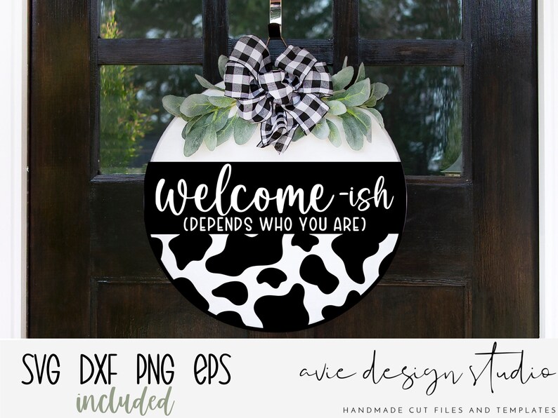 Welcomeish Svg cow Svg Cow Farmhouse Svg Door Hanger Svg - Etsy