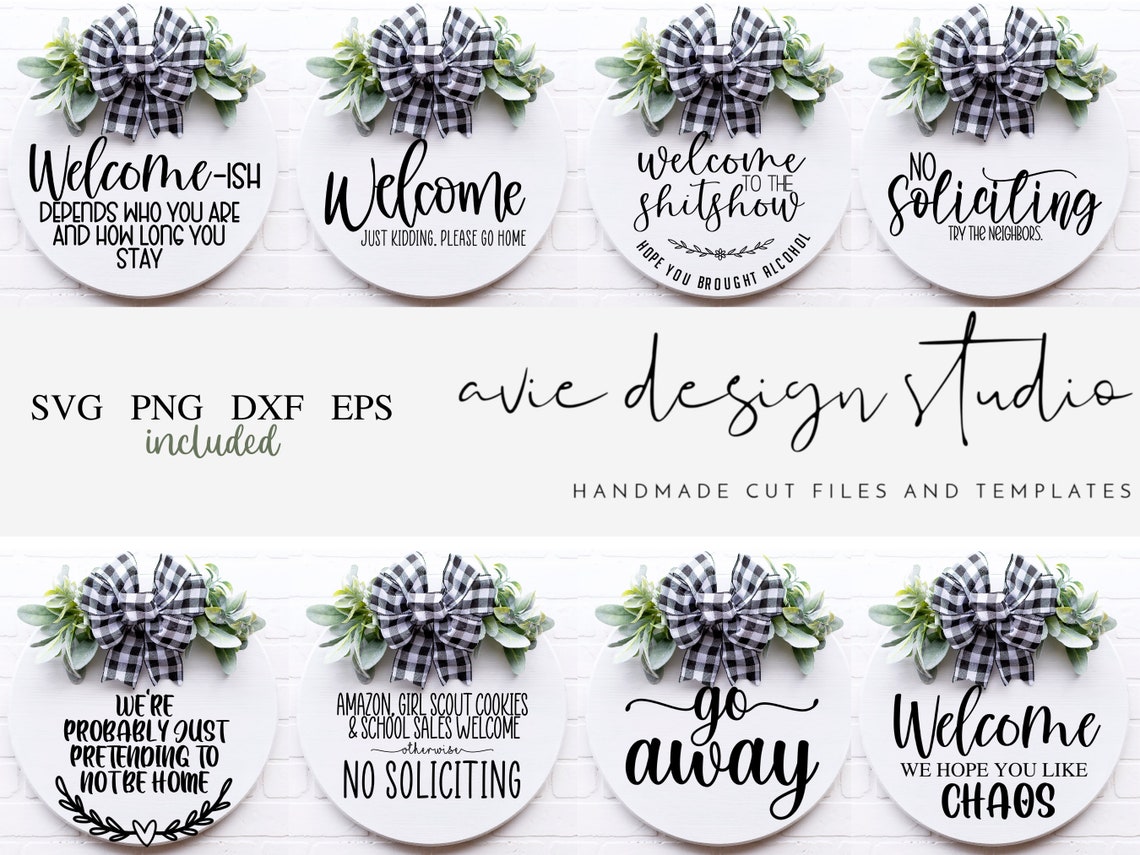 Funny Round Signs SVG Bundle , Round SVG Files, Door Hanger Svg ...