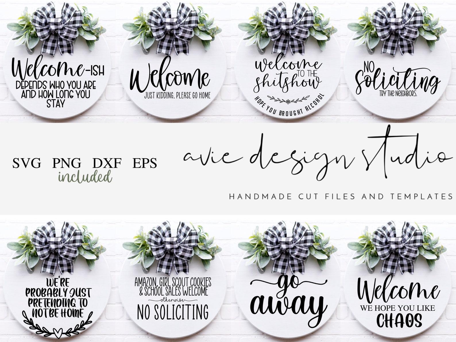 Funny Round Signs SVG Bundle , Round SVG Files, Door Hanger Svg ...